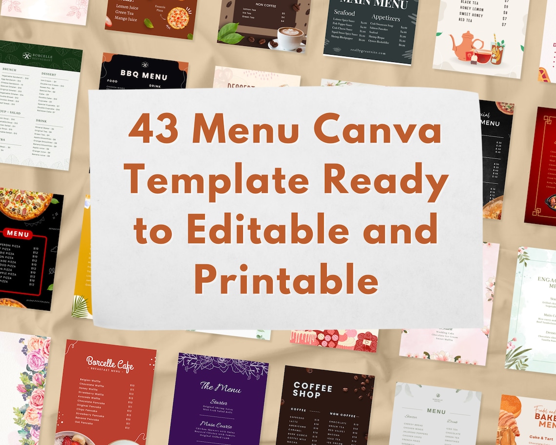 Canva Menu Template Editable, Template Menu Printable, Menu Design ...