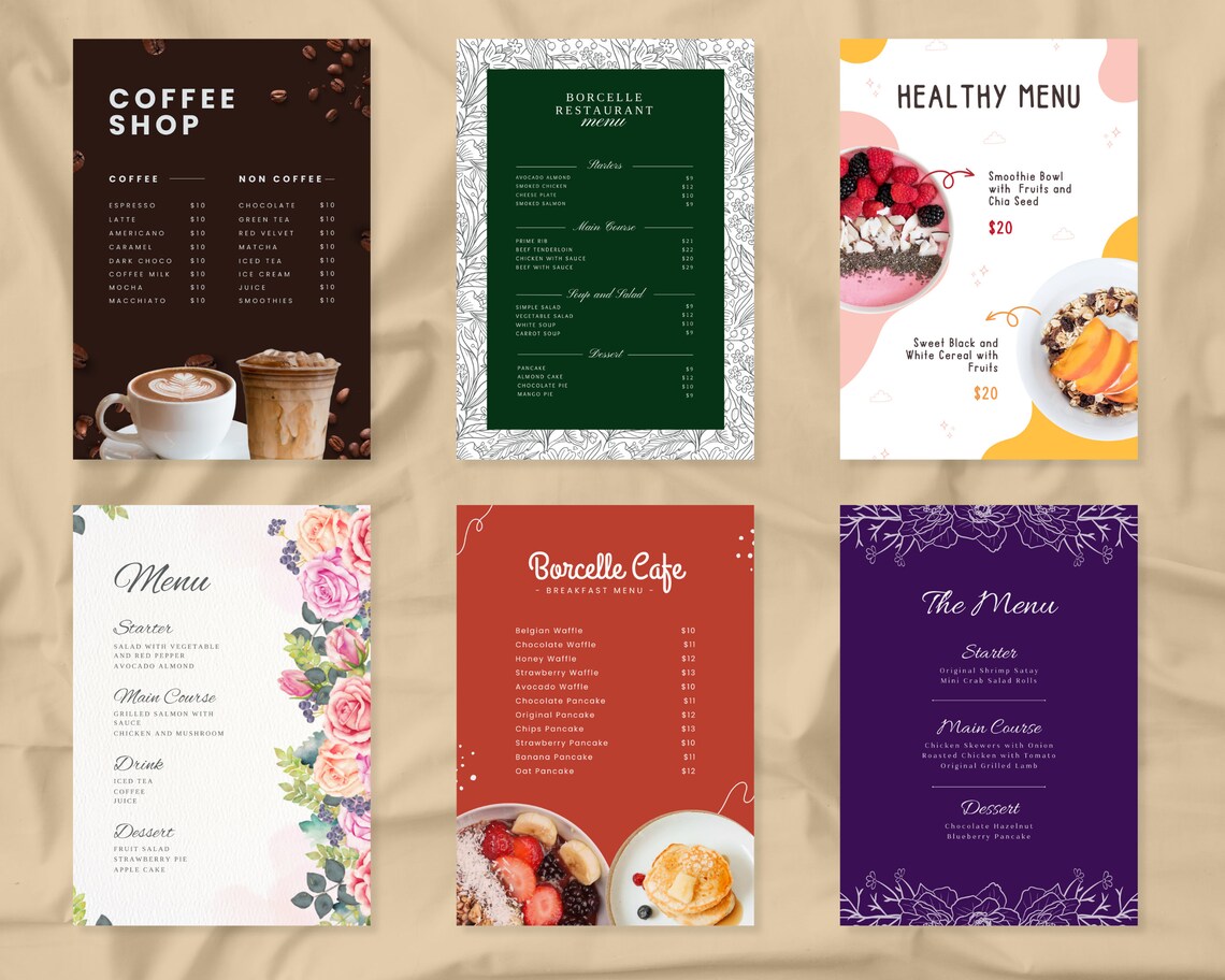 Canva Menu Template Editable, Template Menu Printable, Menu Design ...