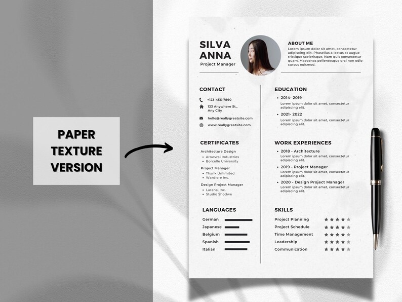 Professional CV Template, Modern Project Manager Resume, Ats-friendly ...