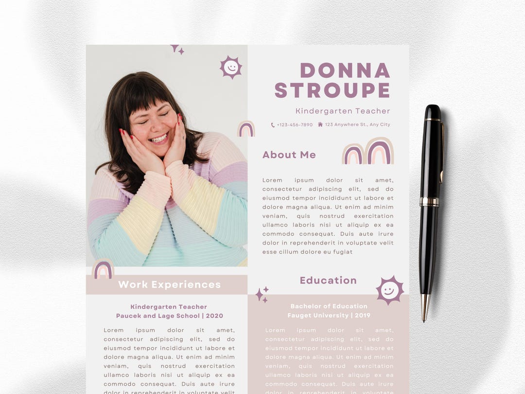 Playful Teacher Resume Template, Editable Canva CV Design, Fun and ...