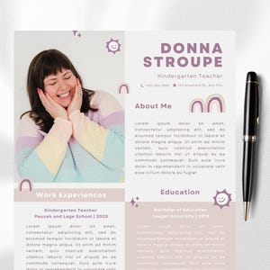 Playful Teacher Resume Template, Editable Canva CV Design, Fun and ...
