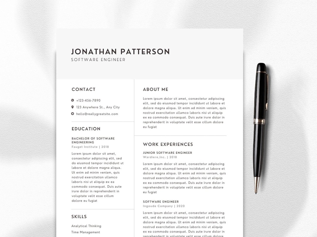 Resume Template, Modern and Professional CV Design, Ats-friendly, Easy ...