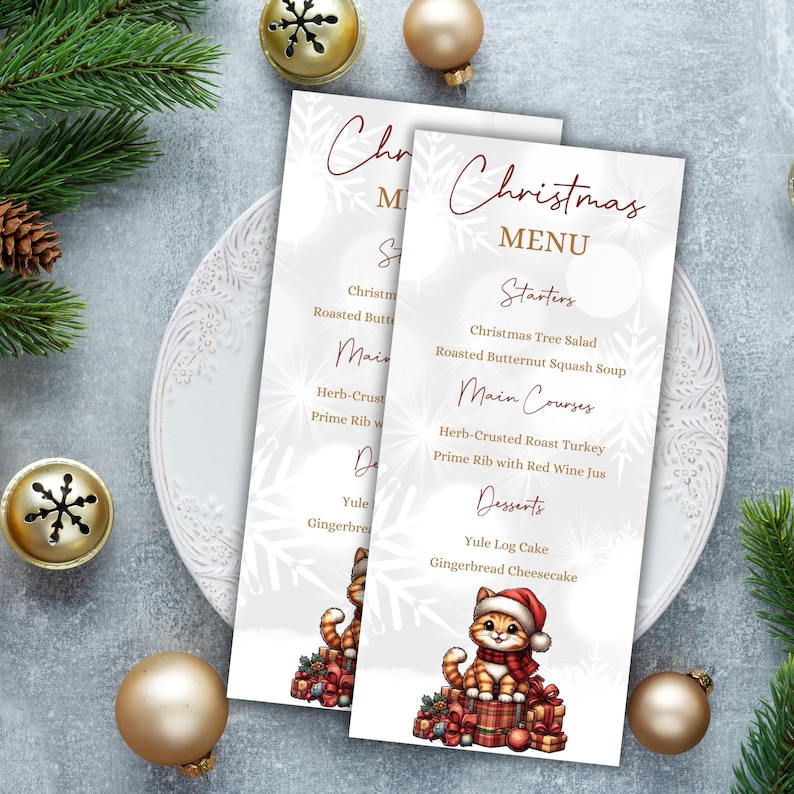 Editable Christmas Menu Card Template Holiday Menu Card - Etsy