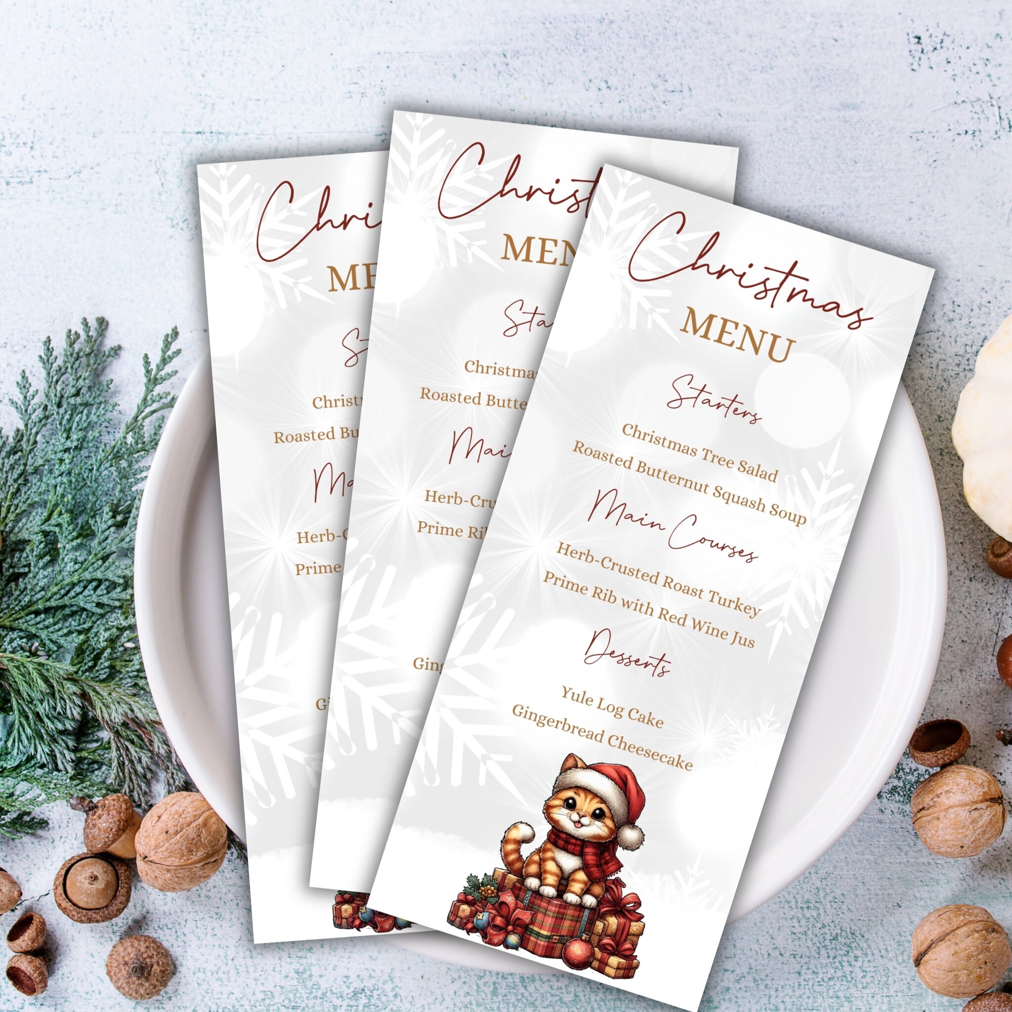 Editable Christmas Menu Card Template Holiday Menu Card - Etsy