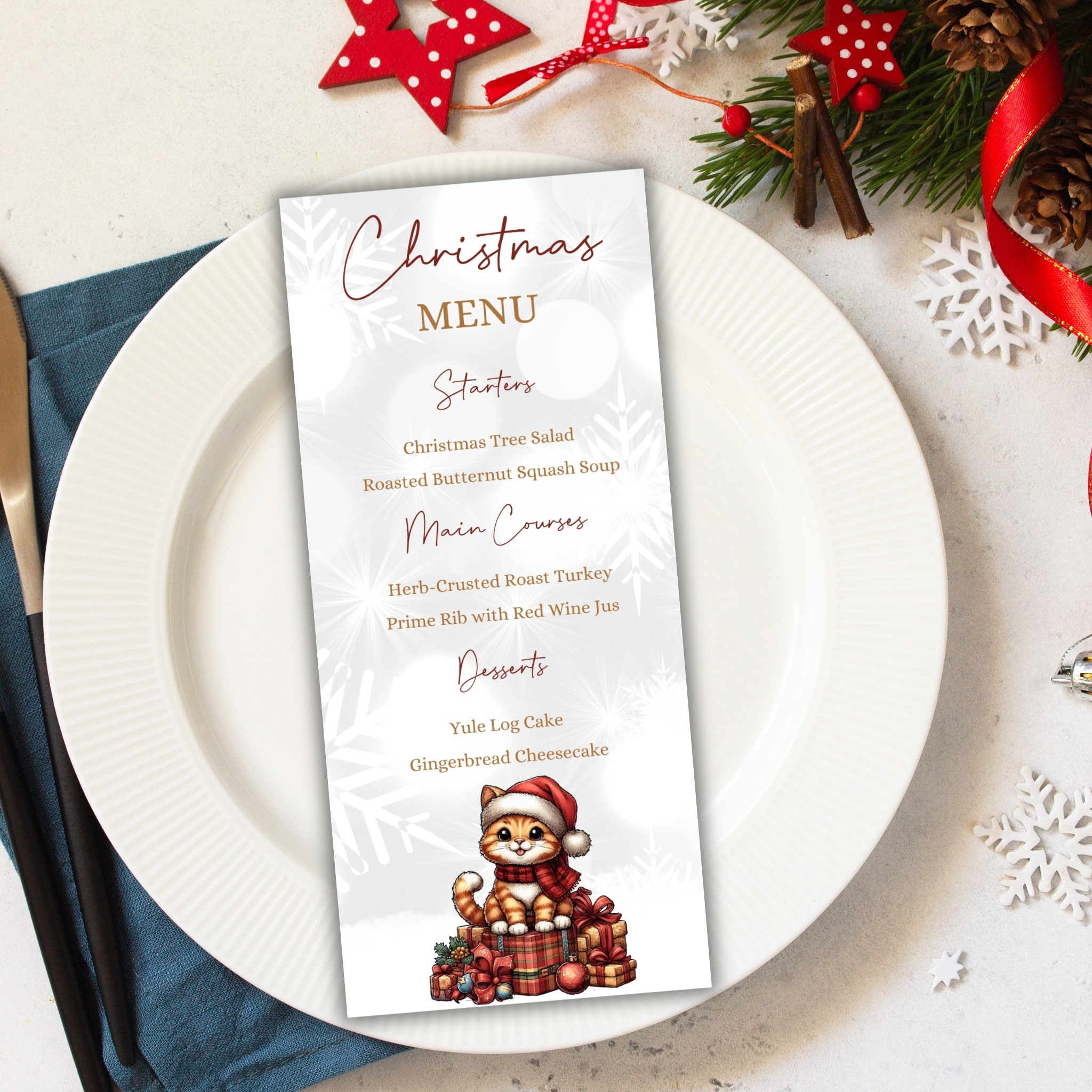 Editable Christmas Menu Card Template Holiday Menu Card - Etsy
