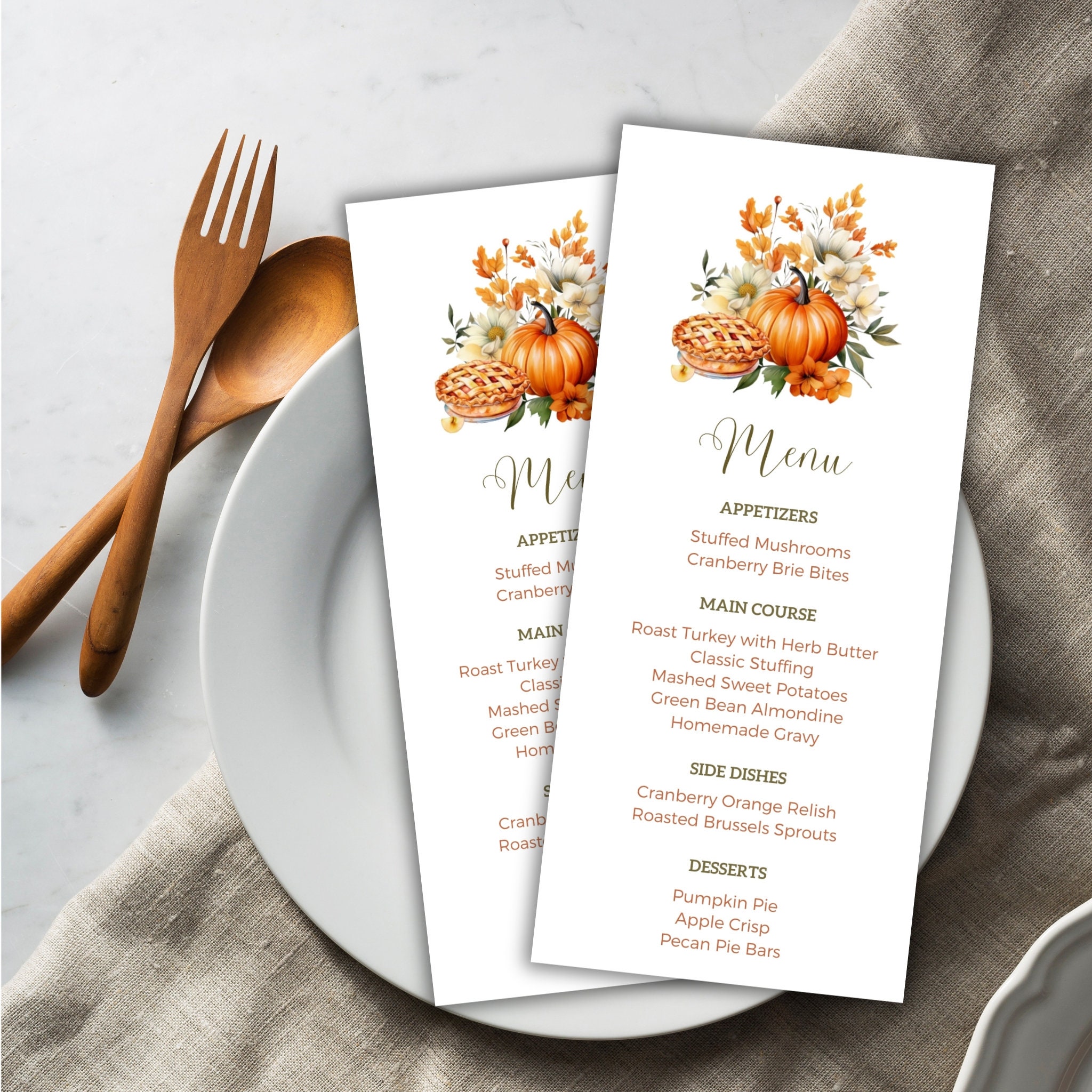 Thanksgiving Menu Template Fall Menu Card Editable Template - Etsy Canada