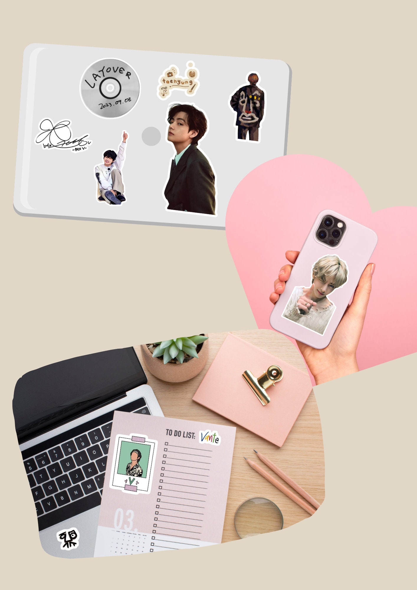 KIM TAEHYUNG Stickers-bts V Sticker-for Laptop,planner and Phone Case ...