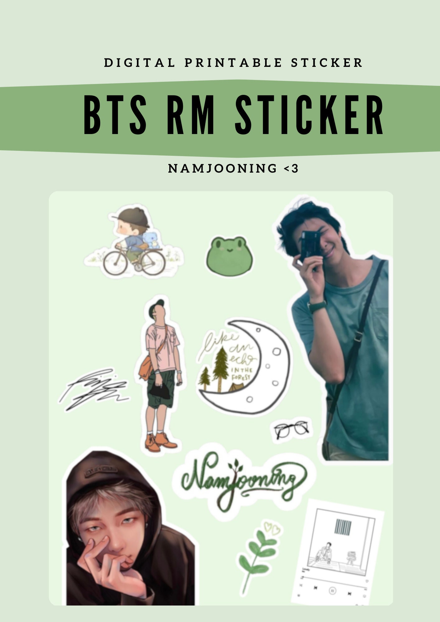 BTS NAMJOON Stickers-bts Rm Sticker-for Laptop,planner and Phone Case ...