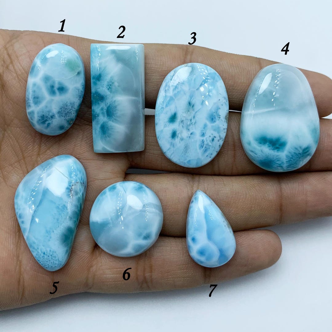 Natural Larimar Cabochon Gemstone, Blue Larimar Cabochon, Dominican Republic Stone Pectolite ...