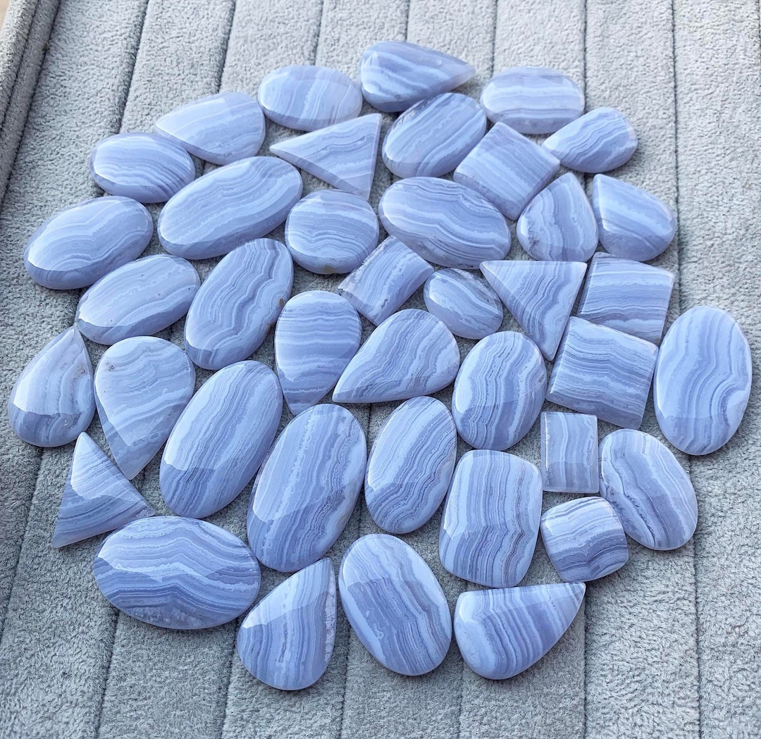 Blue Lace Agate Cabochon Gemstone, Wholesale Mix Shape Natural Blue ...