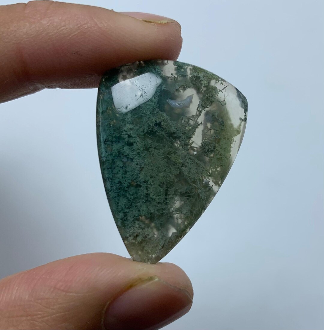 Triangle Shape Moss Agate Cabochon, Green Moss Agate Cabochon, Loose ...