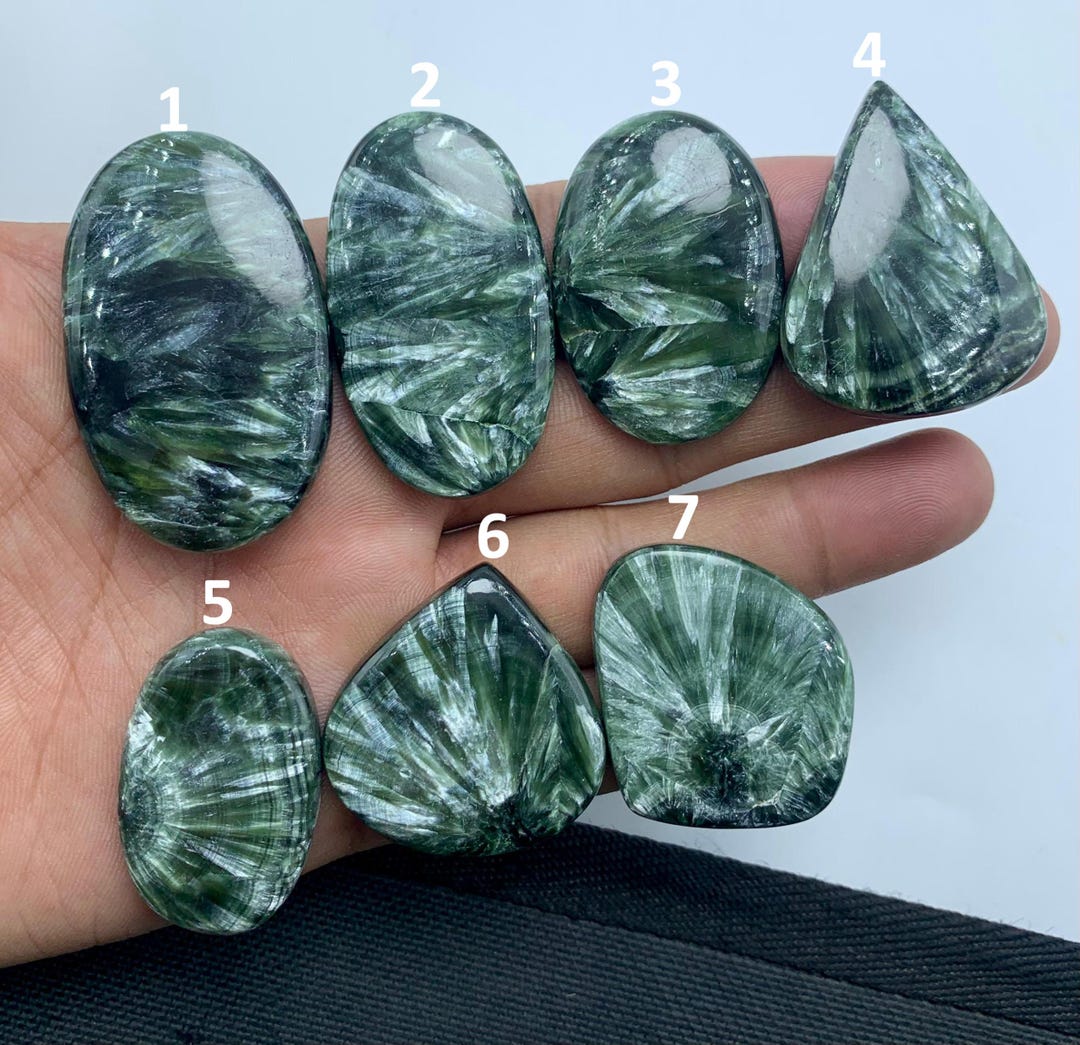 Beautiful Green Seraphinite Cabochon Gemstone, Natural Green ...