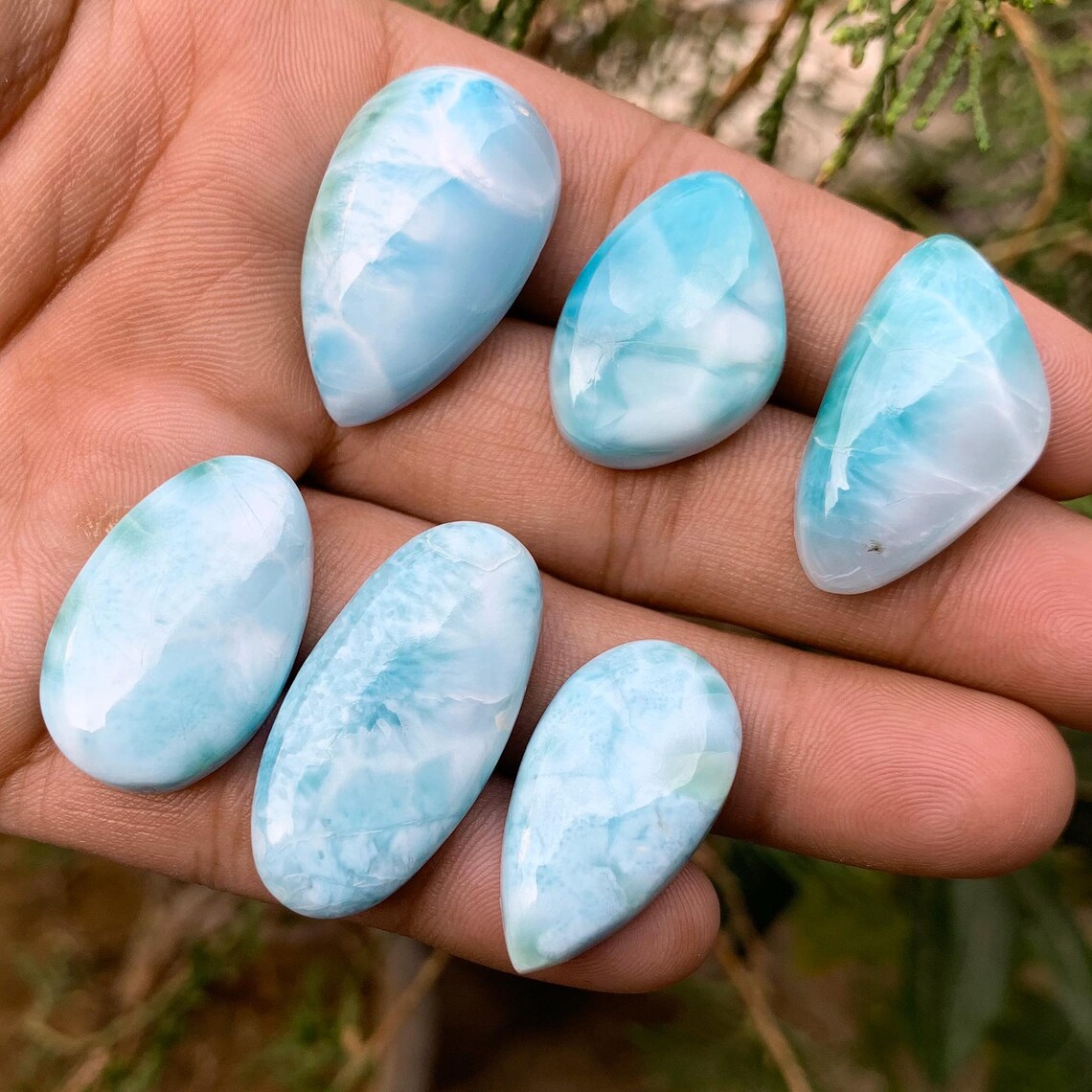 Amazing Larimar Cabochon Gemstone, Natural Larimar Blue Color Handmade ...