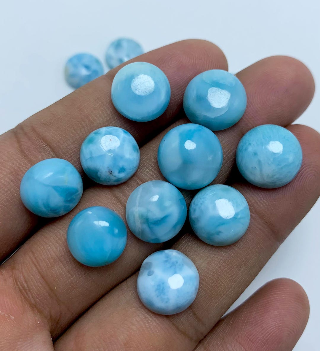 Round Shape Larimar Cabochon Gemstone, AAA Quality Blue Color Larimar ...