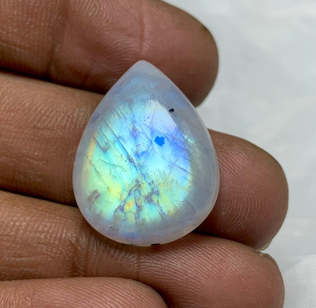 Pear Shape Natural Rainbow Moonstone Cabochon, Multi Fire Moonstone ...