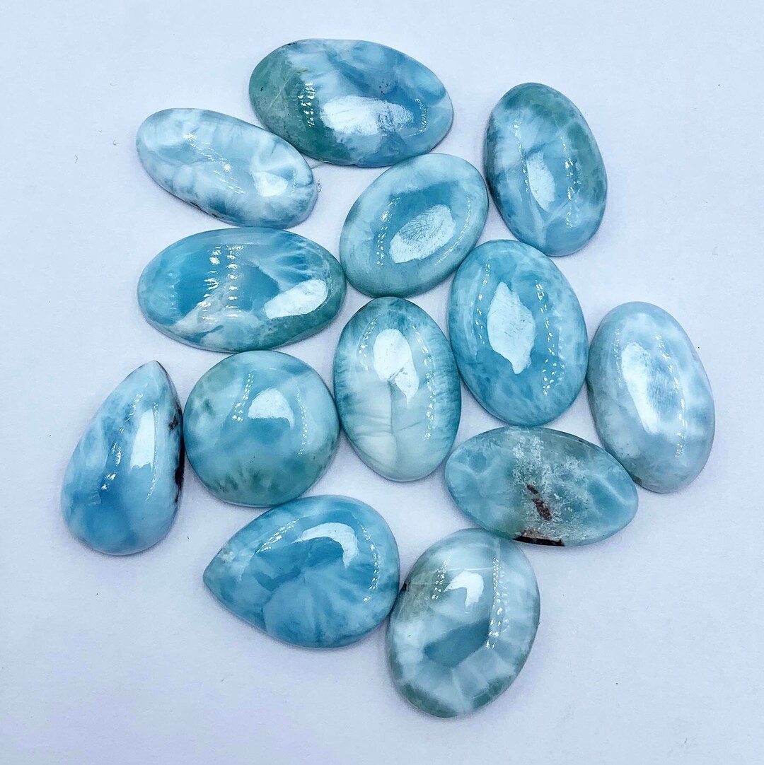 13 Pcs Lot Natural Blue Color Larimar Cabochon Gemstone, Dominican Republic, Larimar Loose ...