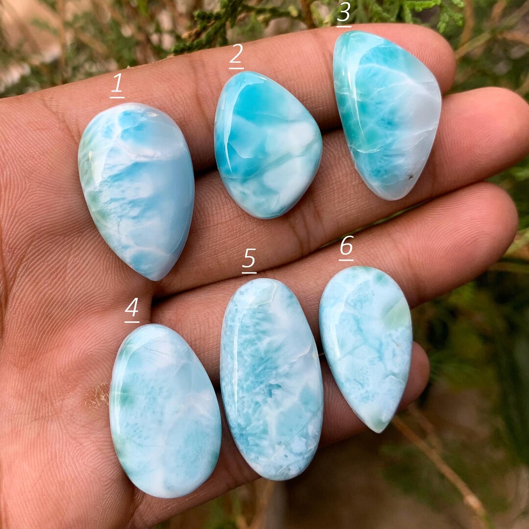 Amazing Larimar Cabochon Gemstone, Natural Larimar Blue Color Handmade ...
