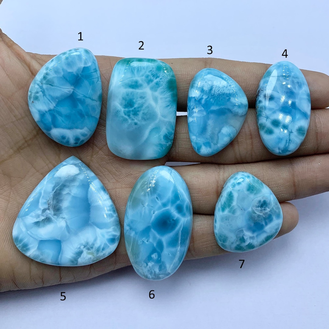Blue Color Larimar Cabochon Gemstone, AAA+++ Top Quality Big Larimar ...
