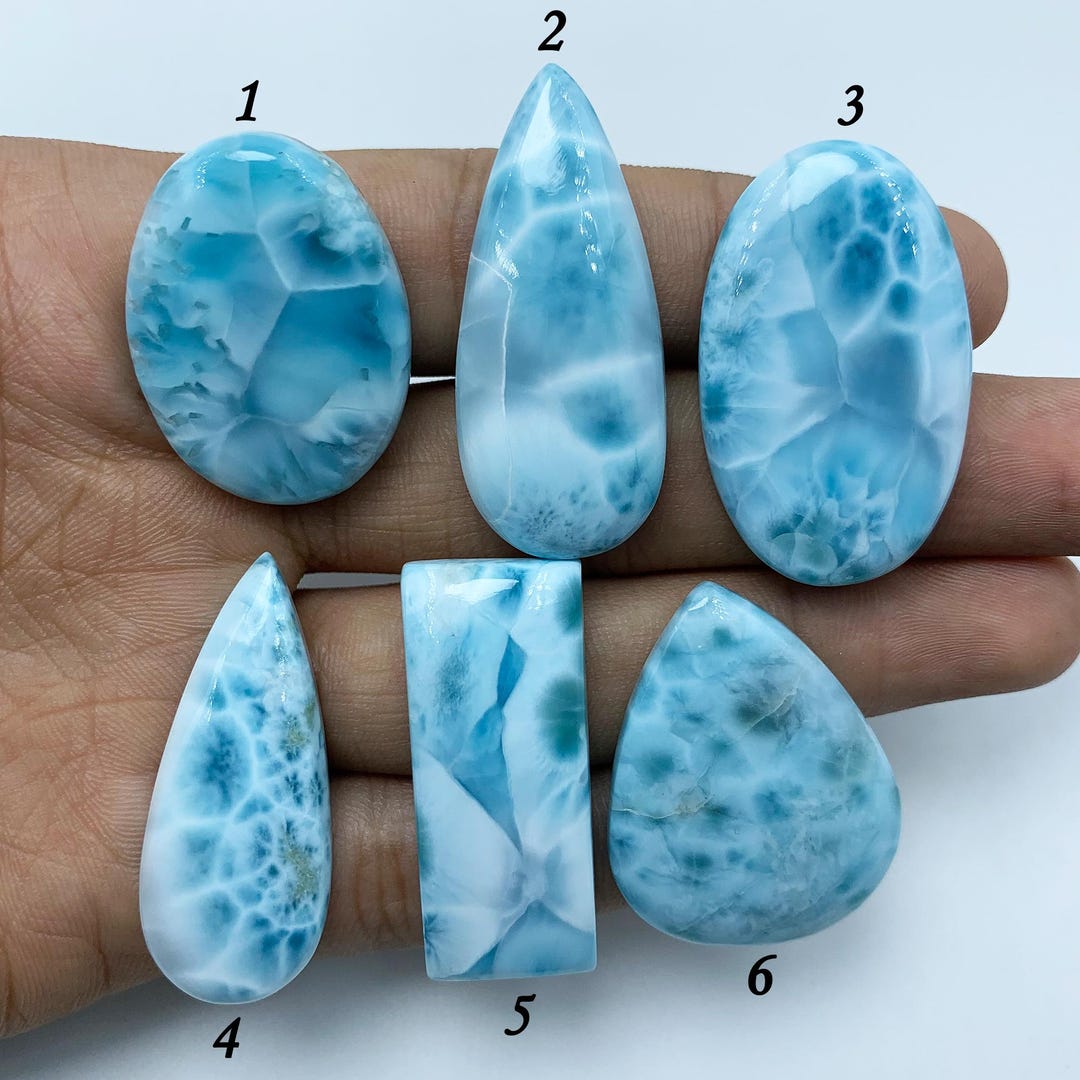 Amazing Quality Big Larimar Blue Color Gemstone, Smooth Gemstone Cabochon, Dominican Republic ...