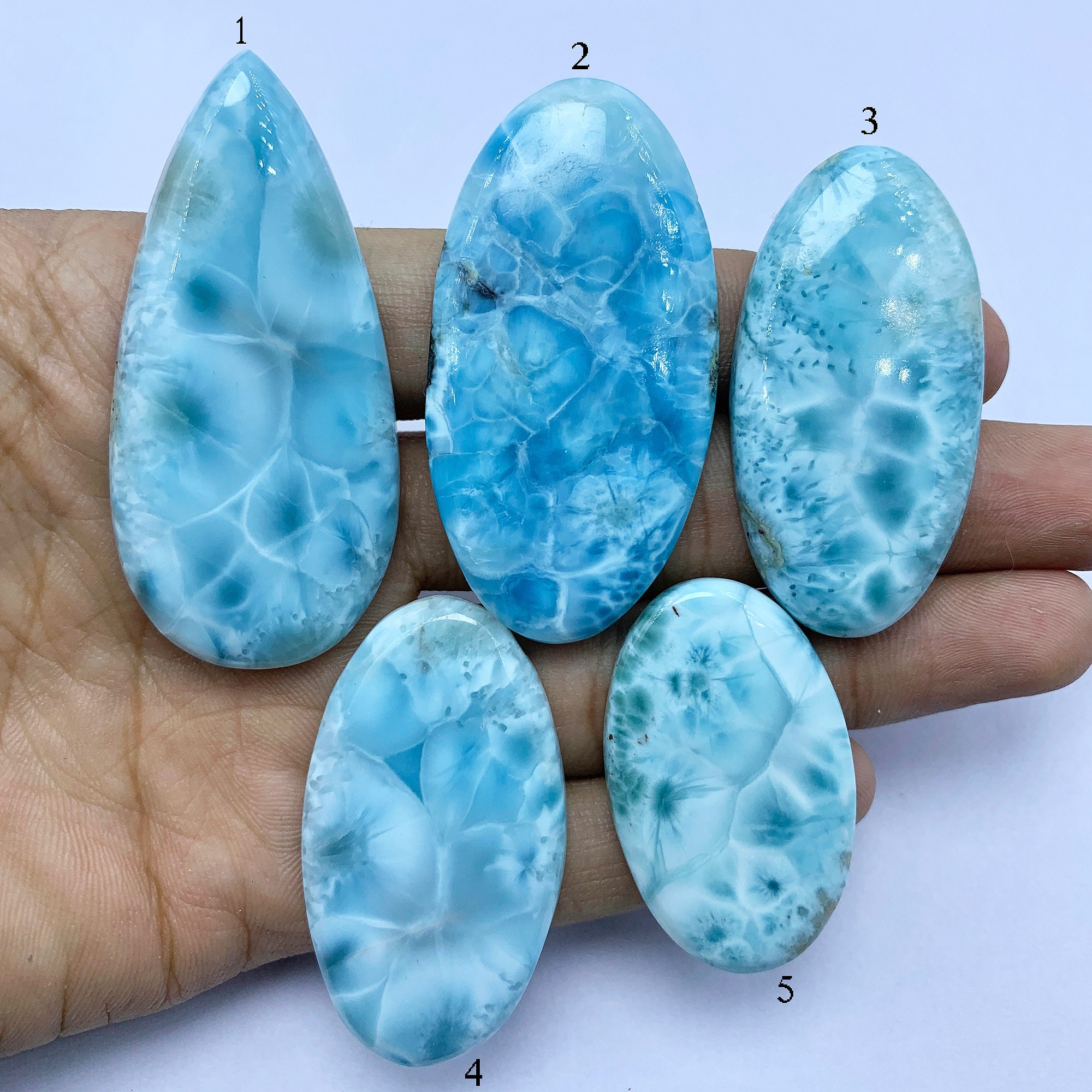 Big Large Larimar Cabochon, Natural Larimar Dominican Republic Gemstone ...