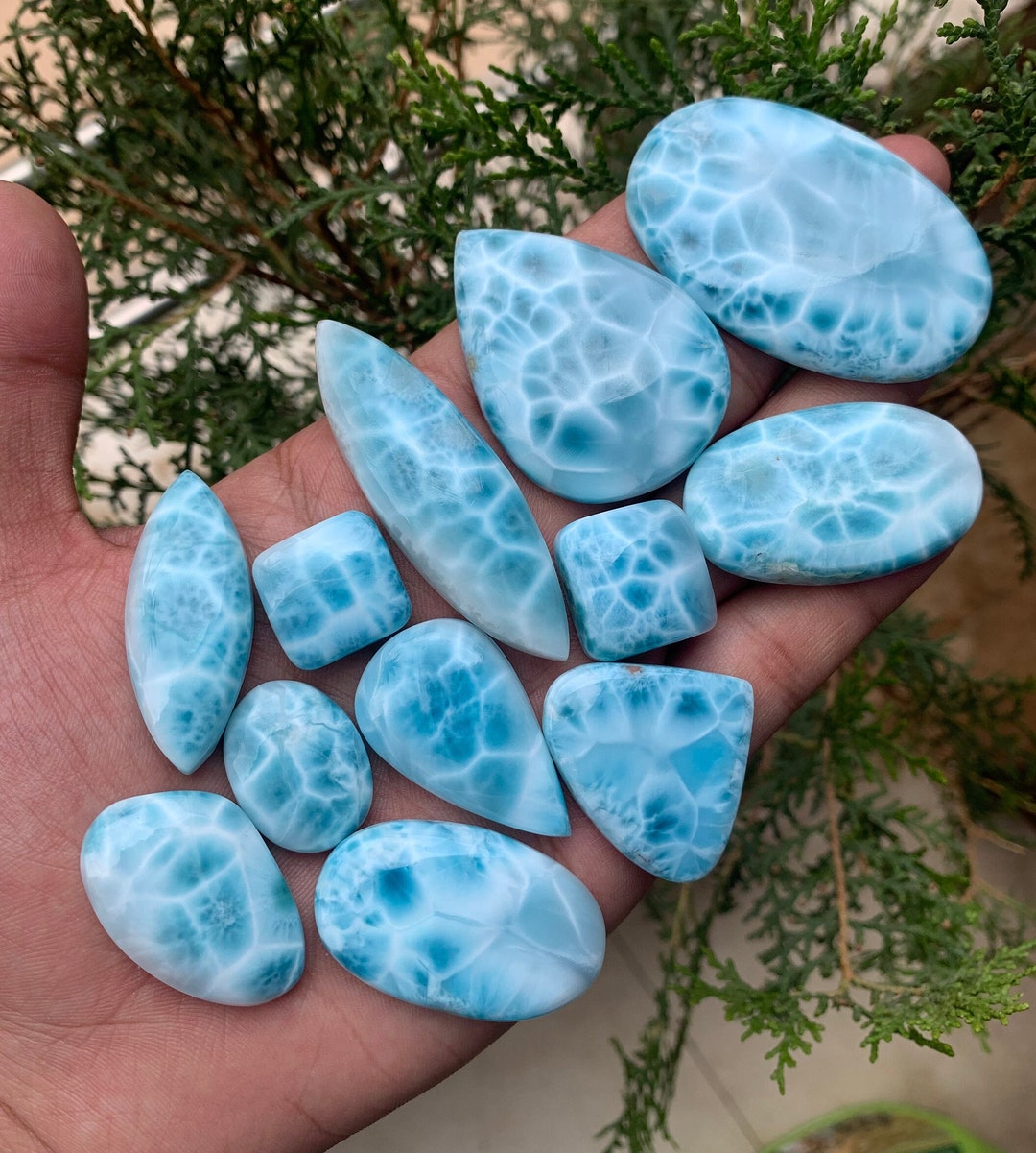 AAA+++ Top Quality Larimar Cabochon Gemstone, Pectolite Blue Color ...
