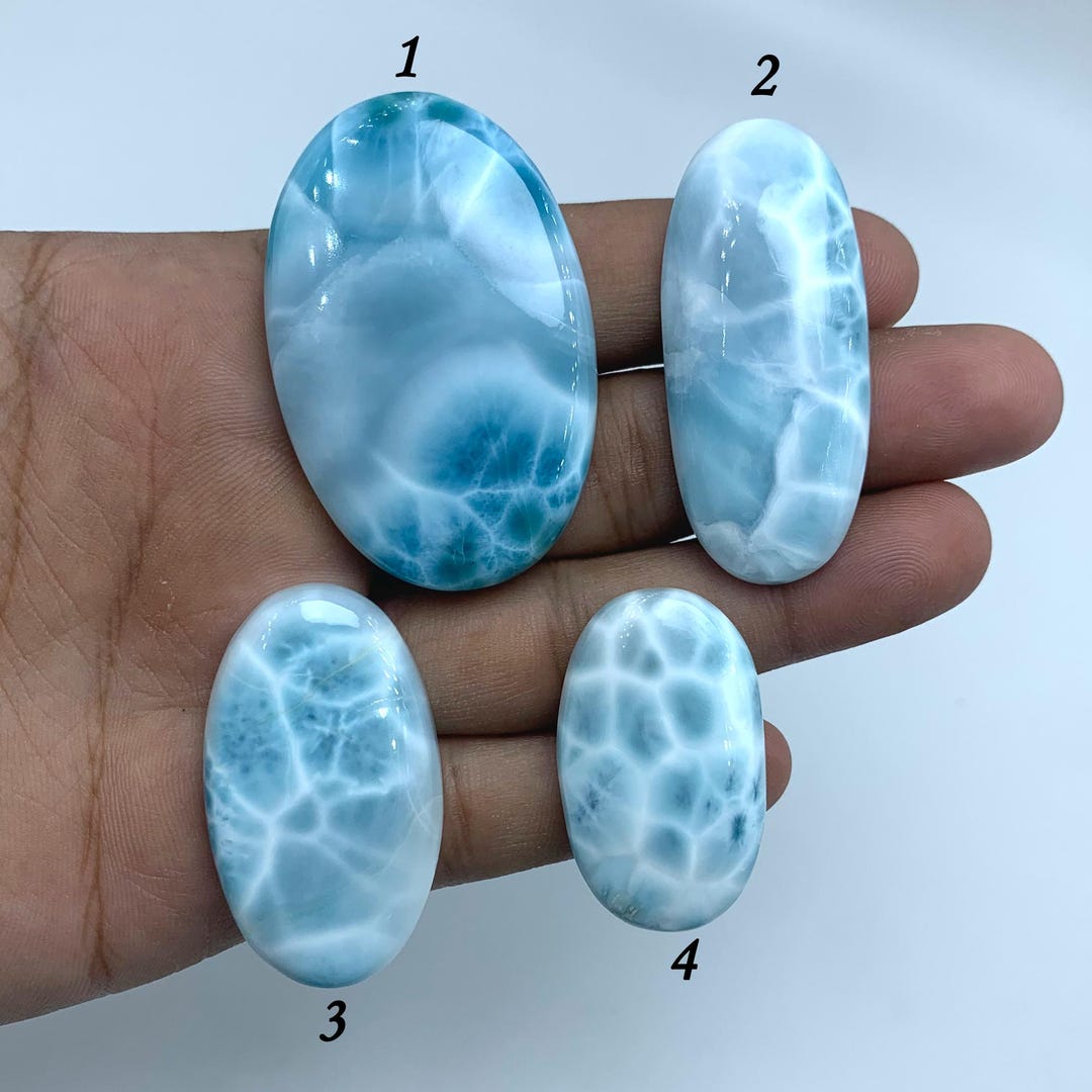 AAA Top Quality Blue Natural Larimar Cabochon, Dominican Republic Larimar, Larimar Cabochons ...