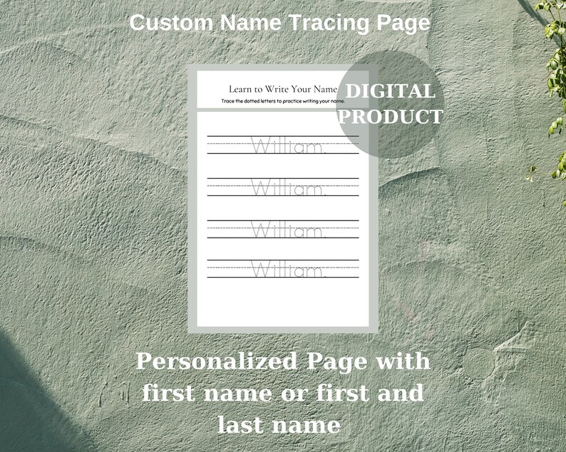 Custom Name Tracing Sheet Handwriting Practice Personalized Name Trace ...