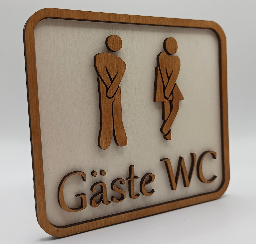 Guest Toilet Toilet Toilet Door Sign Made of Wood Guest Toilet ...