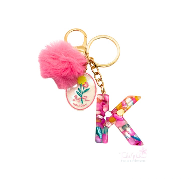 Pink Letter K Keychain Accessories, Jewelry, Home Keys, Car Keys, Bag ...