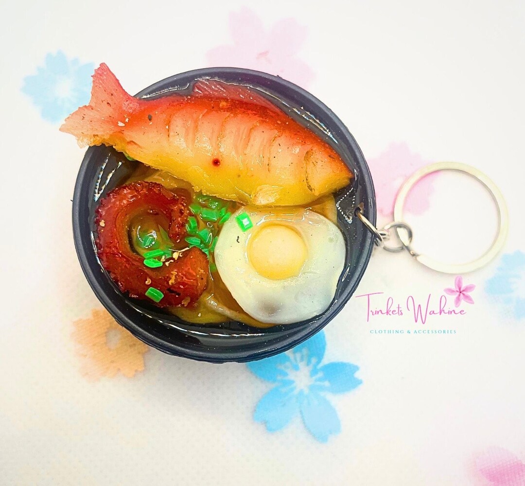 Seafood Egg Noodle Soup Keychain Miniatures Food, Miniatures Keychain ...