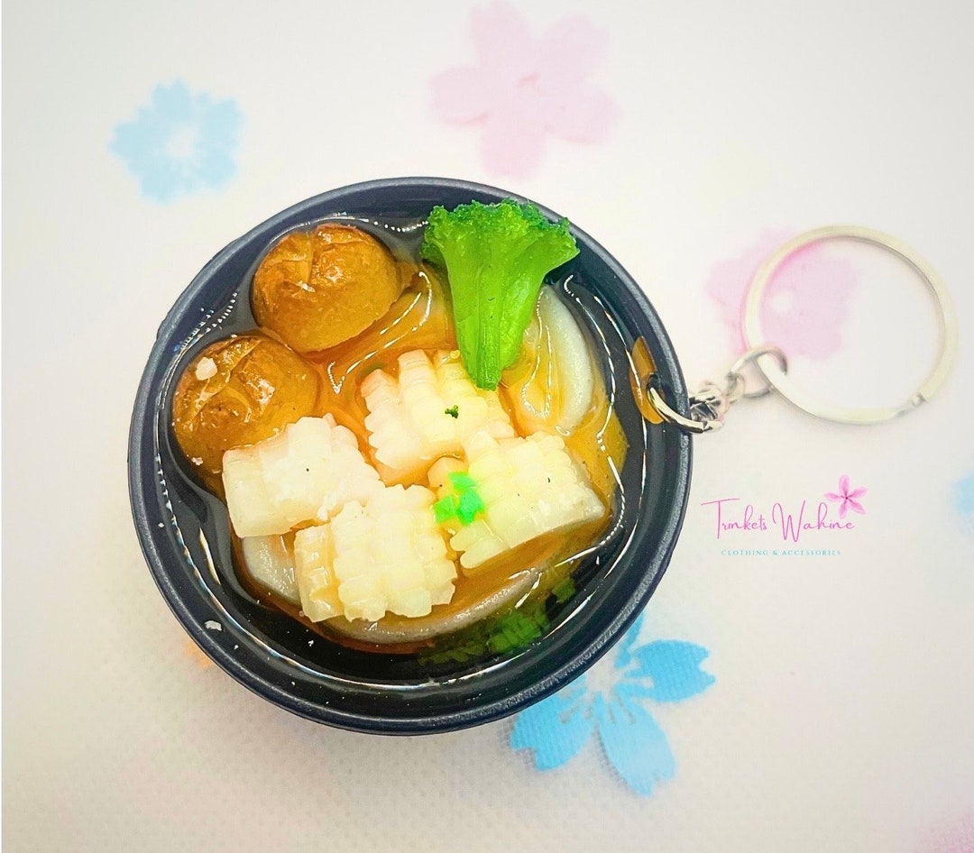 Mushroom Noodle Soup Keychain Miniatures Food, Miniatures Keychain ...