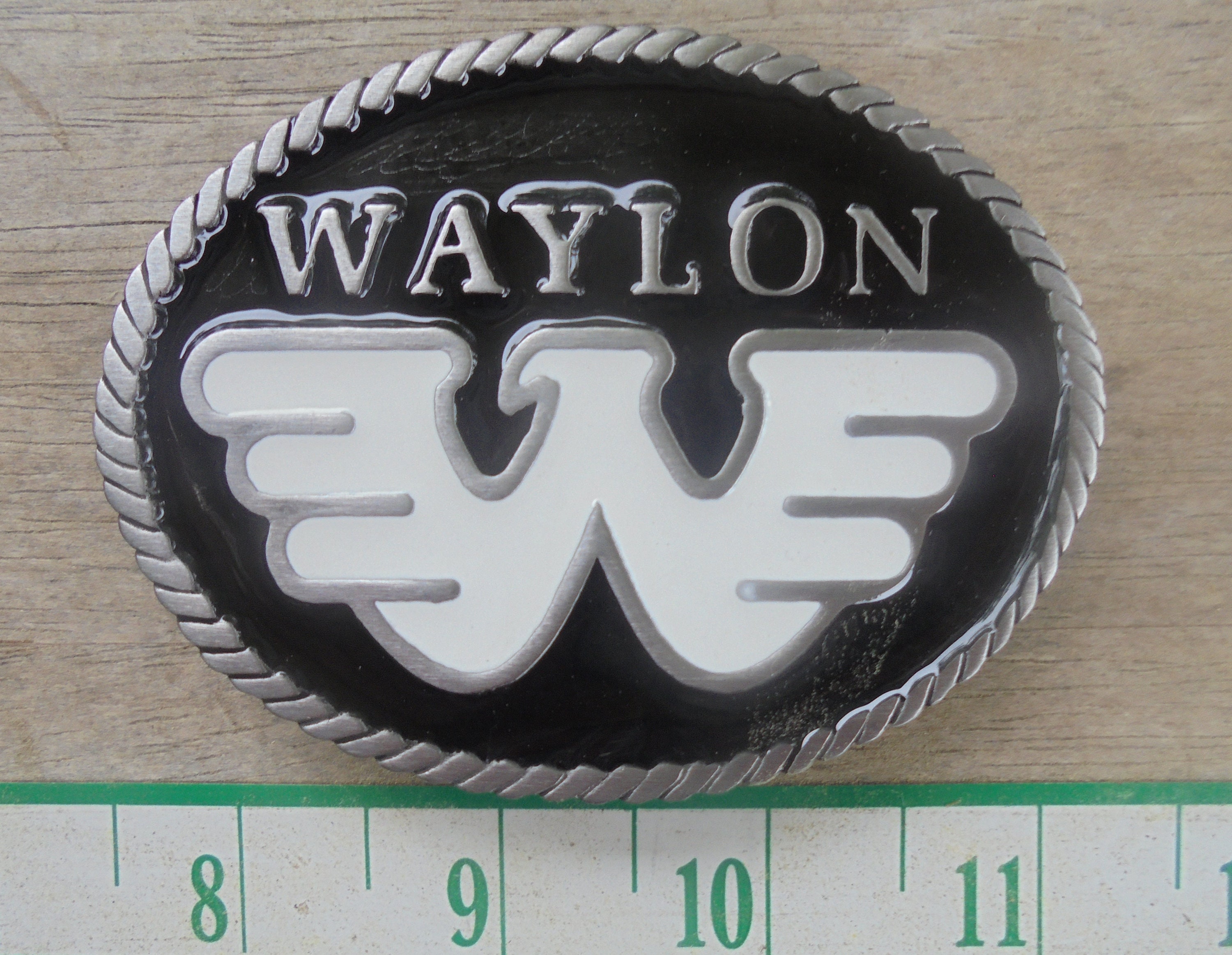 Waylon Jennings flying W Belt Buckle Solid Black Enamel/white Enamel W ...