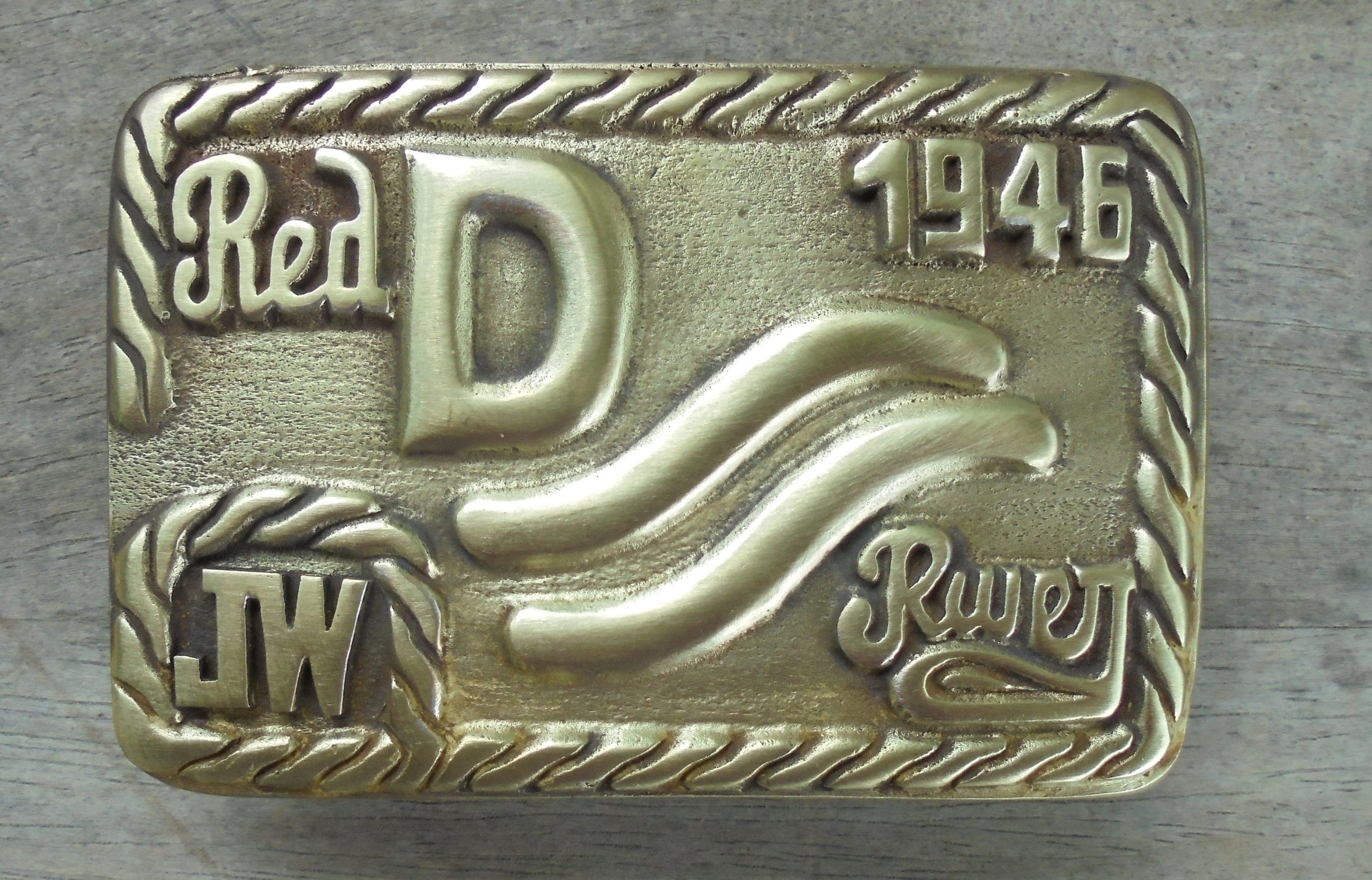 John Wayne 1946 RED RIVER Logo '40s Moviejw Initials Brushed Brass ...