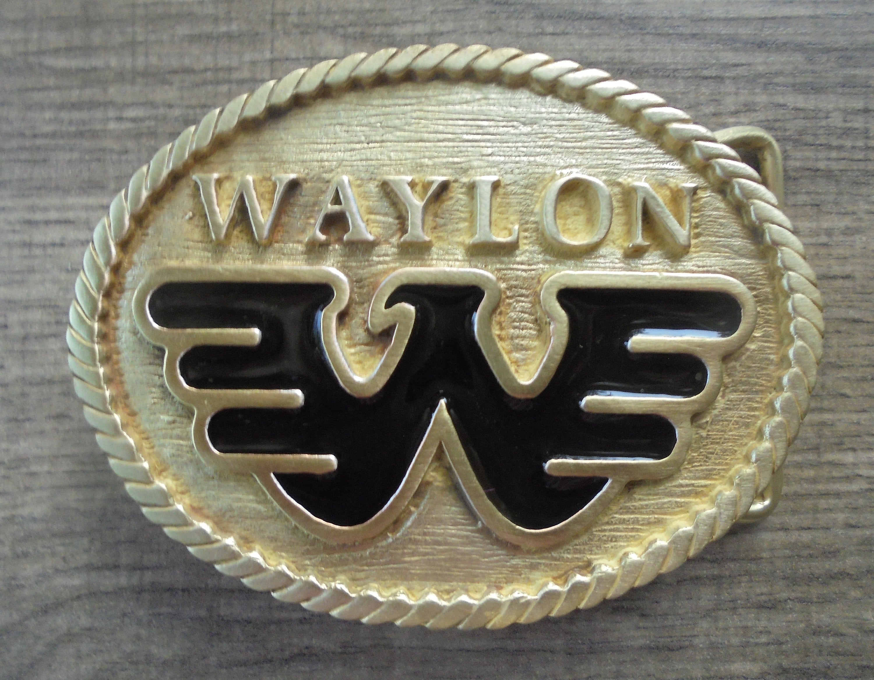 Waylon Jennings flying W Belt Buckle Solid Metal Brushed Brass/black ...