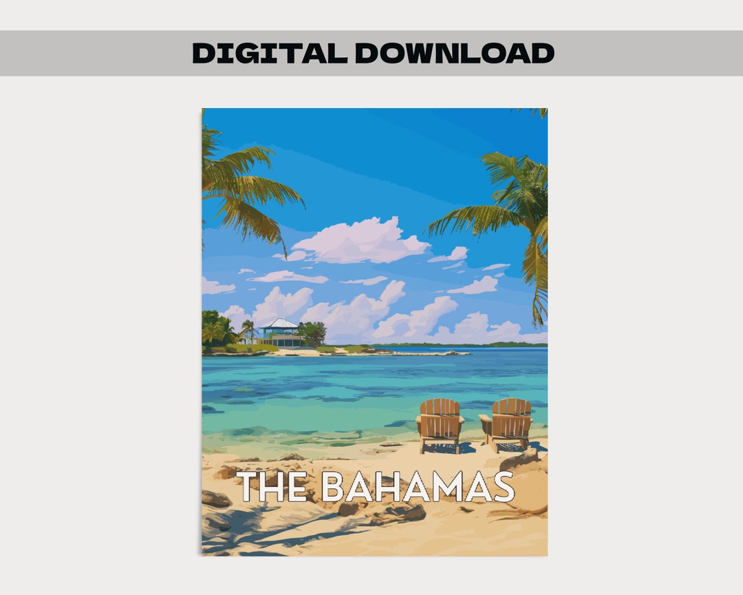 The Bahamas Travel Poster Digital Download Caribbean Wall - Etsy