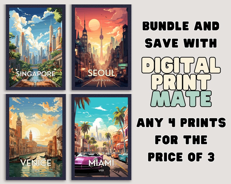 Chicago Travel Poster Digital Download USA Wall Art - Etsy