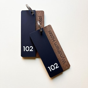 Wooden Hotel Keychain, Engraved Hotel Name and Room Number ...