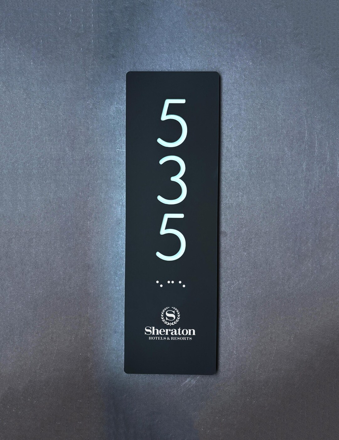 Modern ADA Braille Room Number Sign, Custom Hotel Door Plaque With Logo ...
