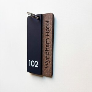 Wooden Hotel Keychain, Engraved Hotel Name and Room Number ...