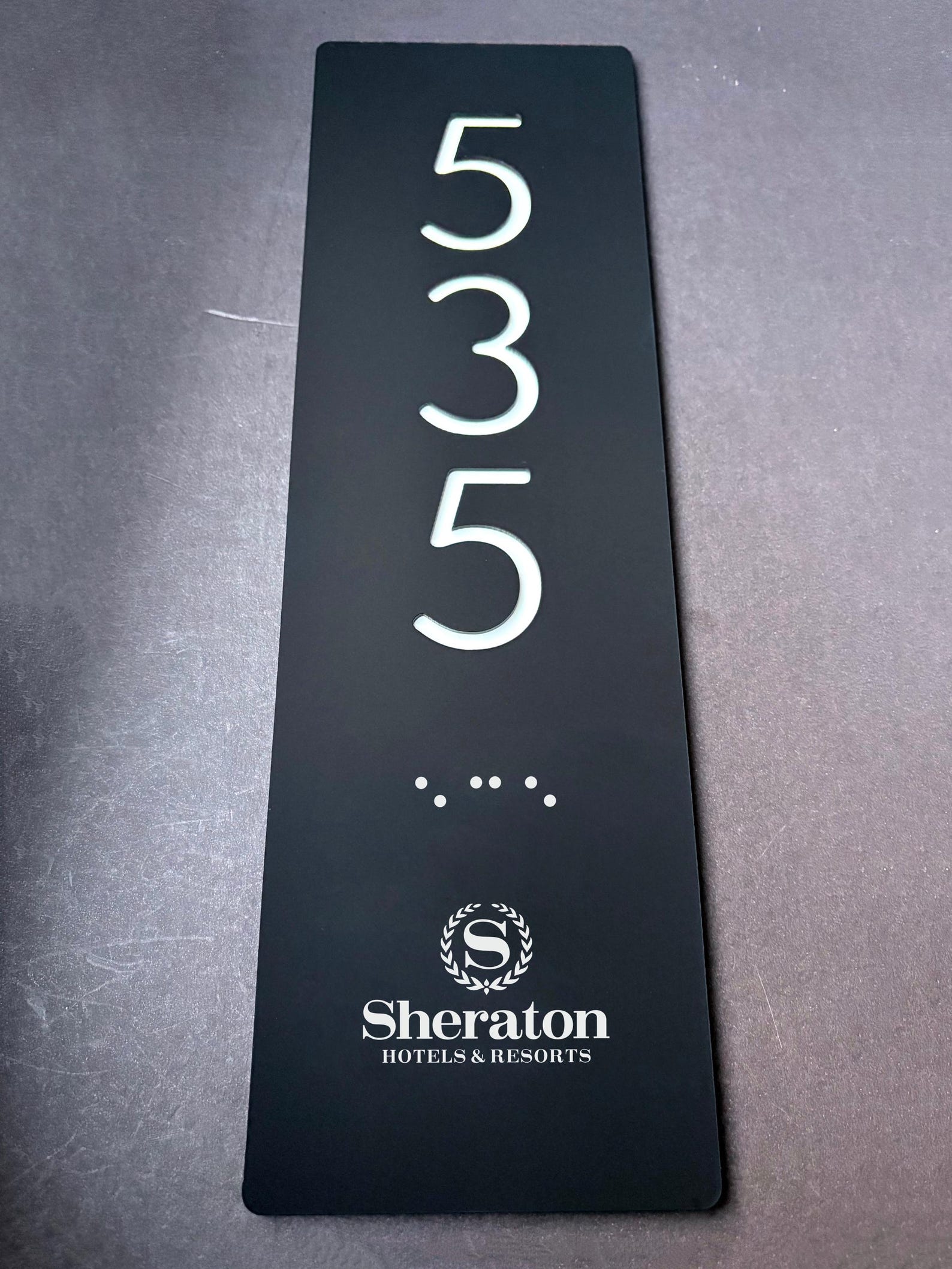 Modern ADA Braille Room Number Sign, Custom Hotel Door Plaque With Logo ...