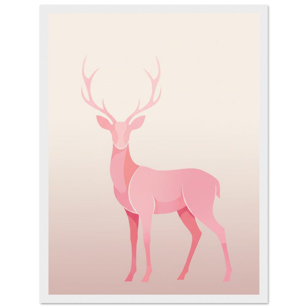 Blush Pink Minimalist Animal Wall Art Print - Modern Wildlife Poster ...