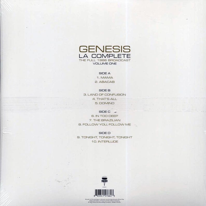 Genesis - LA Complete Volume 1: the Full 1986 Broadcast (2xlp) / LP ...