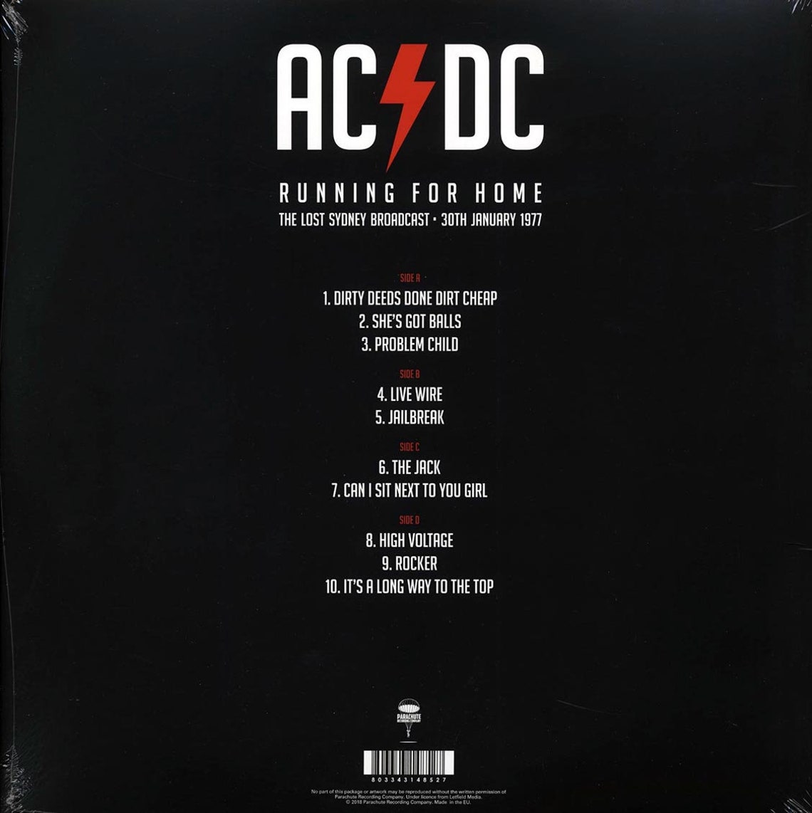 AC/DC - Running for Home: the Lost Sydney Broadcast / 2xlp Vinyl ...