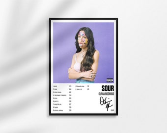 Olivia Rodrigo Guts Album Cover Poster, Edgy OR2 Purple B&W Art Print ...