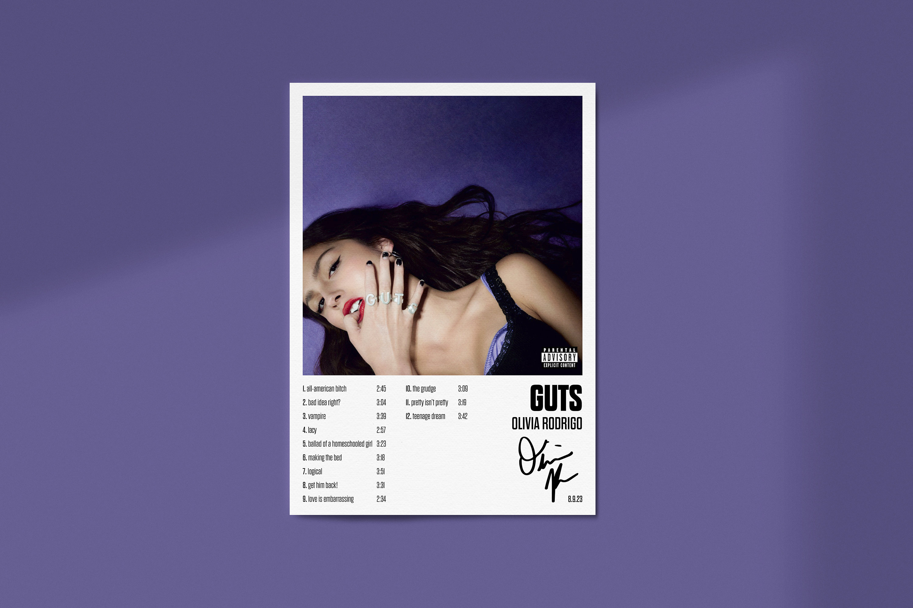 Olivia Rodrigo Guts Album Cover Poster sold by Arrowhead Military | SKU ...
