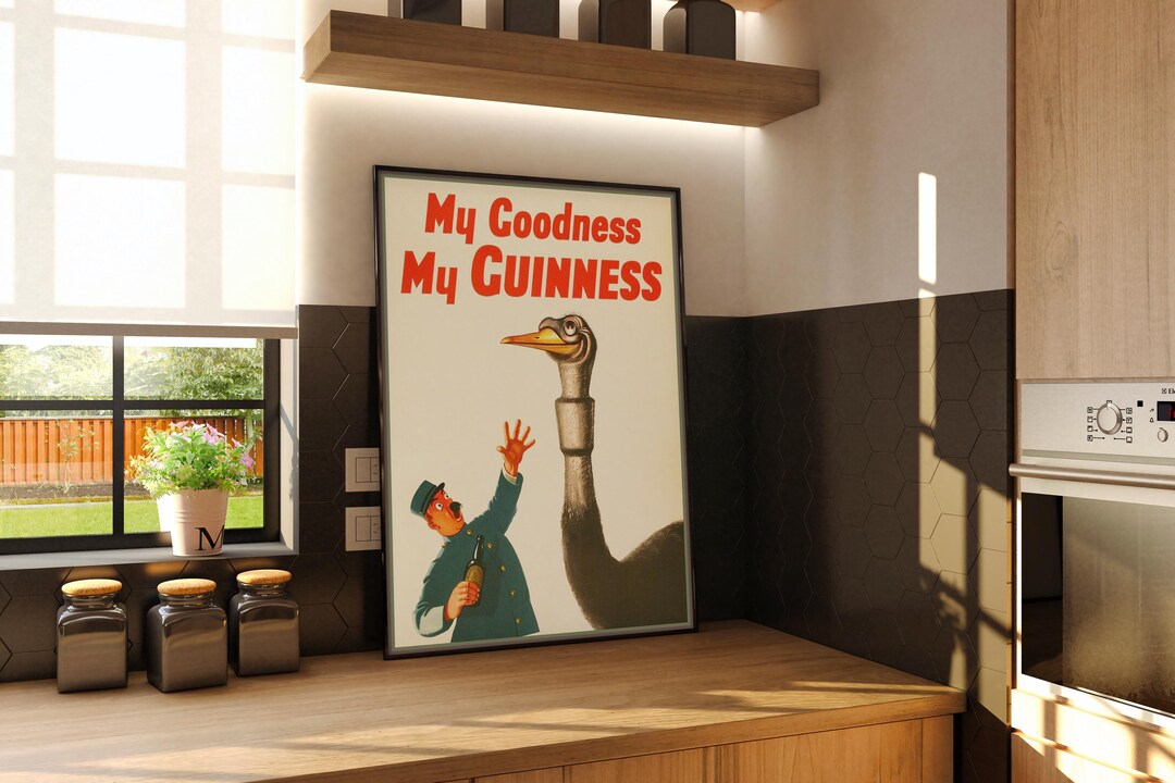 Retro 'my Goodness My Guinness' Ostrich Poster Print | Bar & Kitchen ...