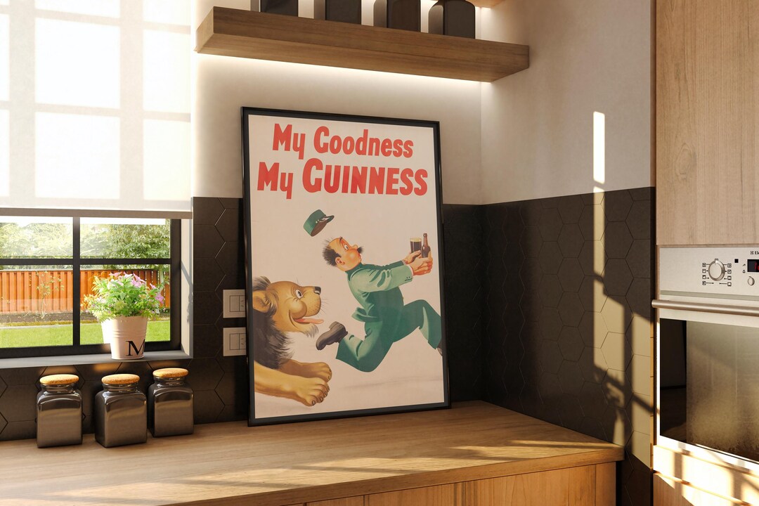 Retro 'my Goodness My Guinness' Lion Poster Print | Bar & Kitchen Art ...