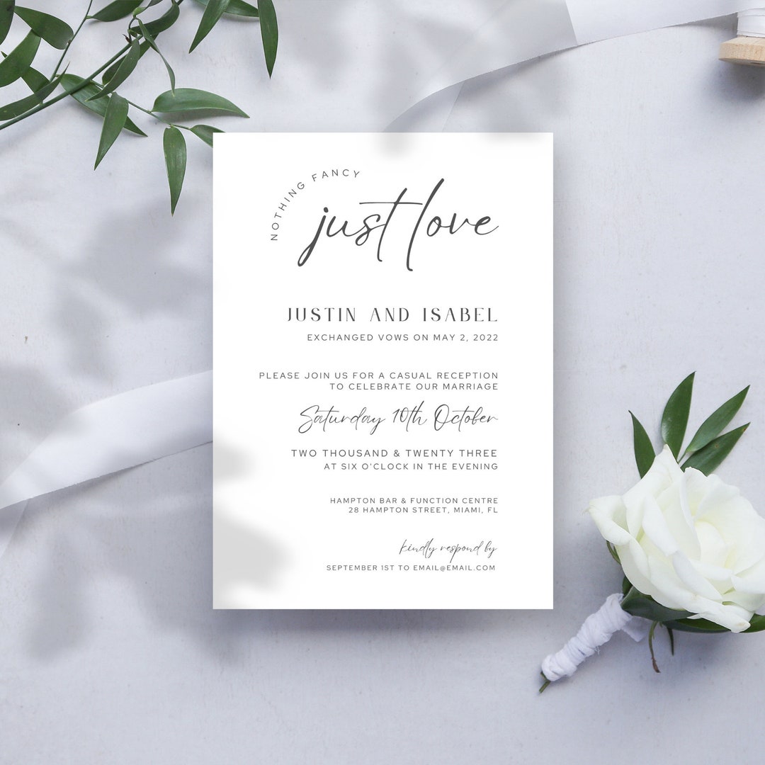Wedding Reception Only Invitations, Nothing Fancy Just Love, Print off ...