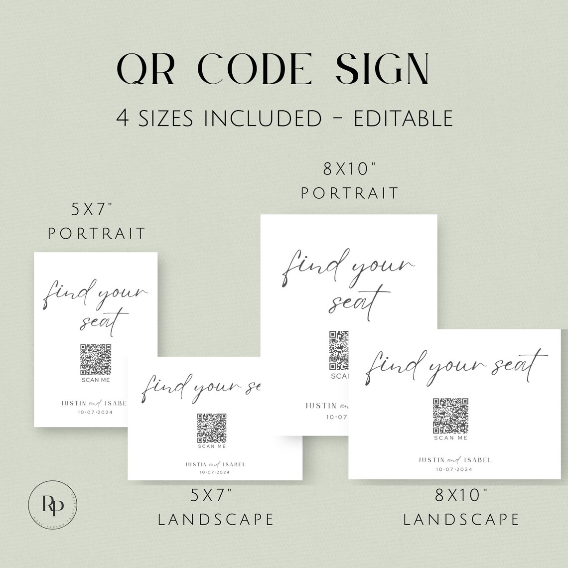 QR Code Wedding Seating Chart Sign, Wedding Seating Chart Template ...
