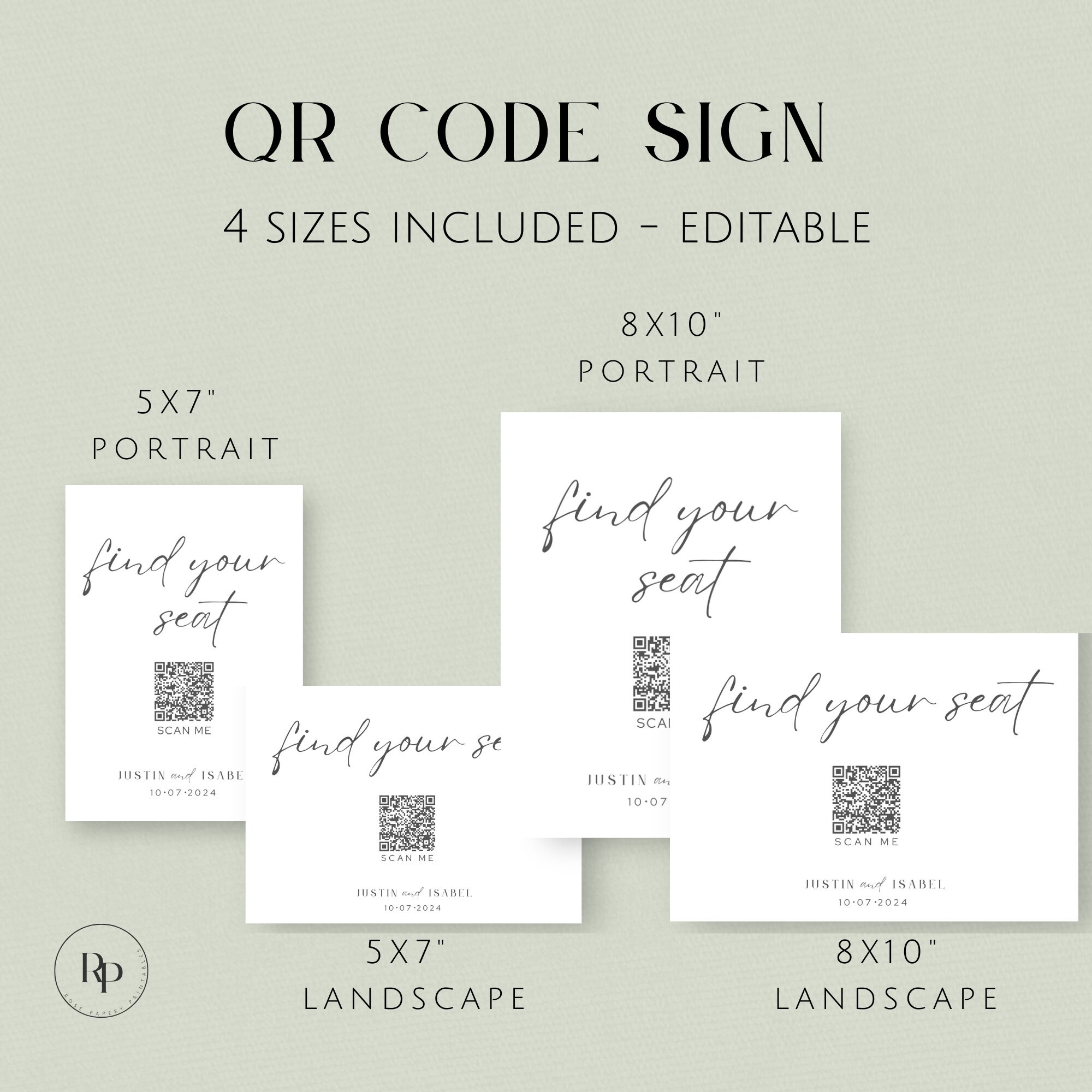 QR Code Wedding Seating Chart Sign, Wedding Seating Chart Template ...